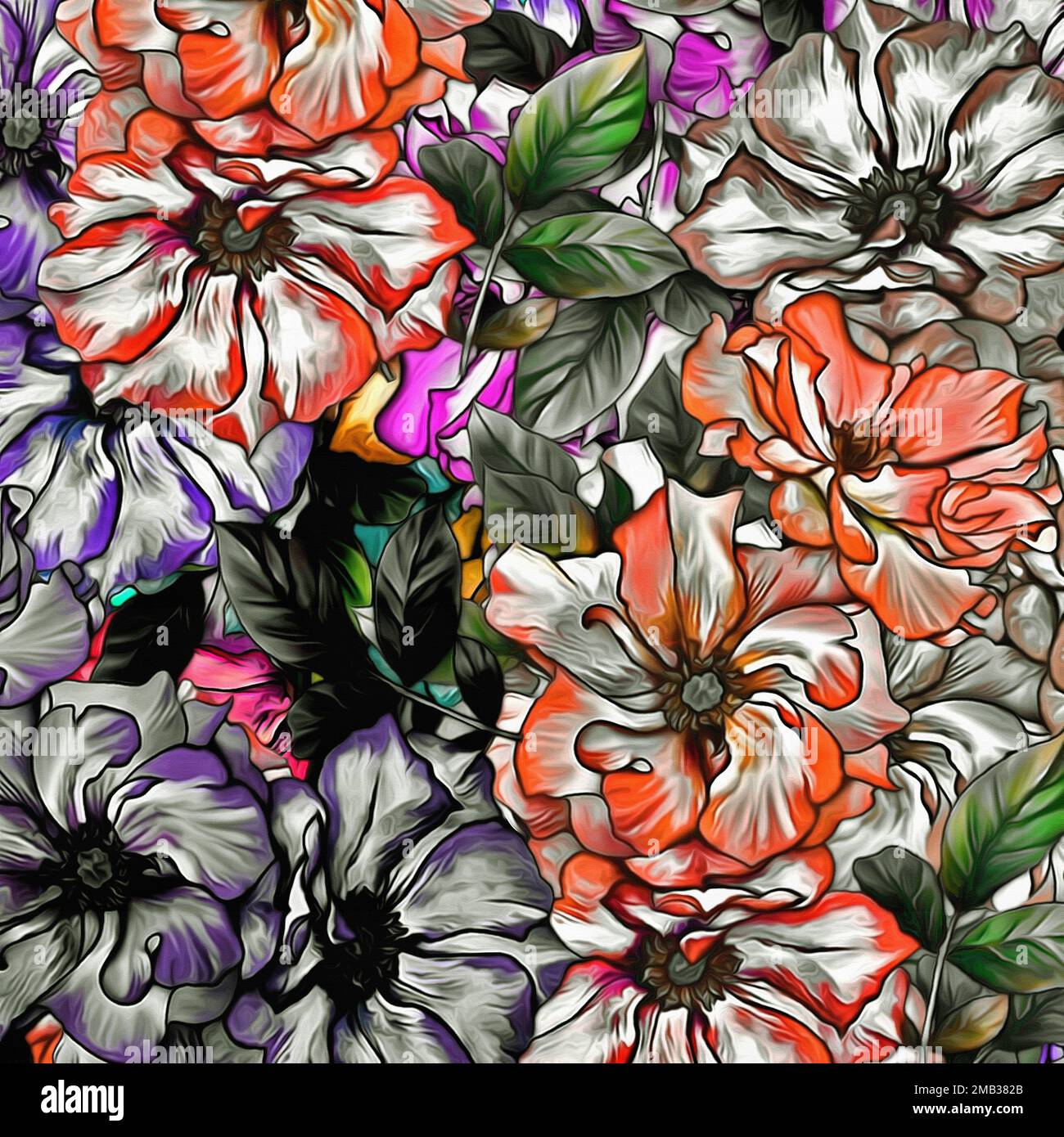 Computer graphics of abstract floral psychedelic background stylization ...