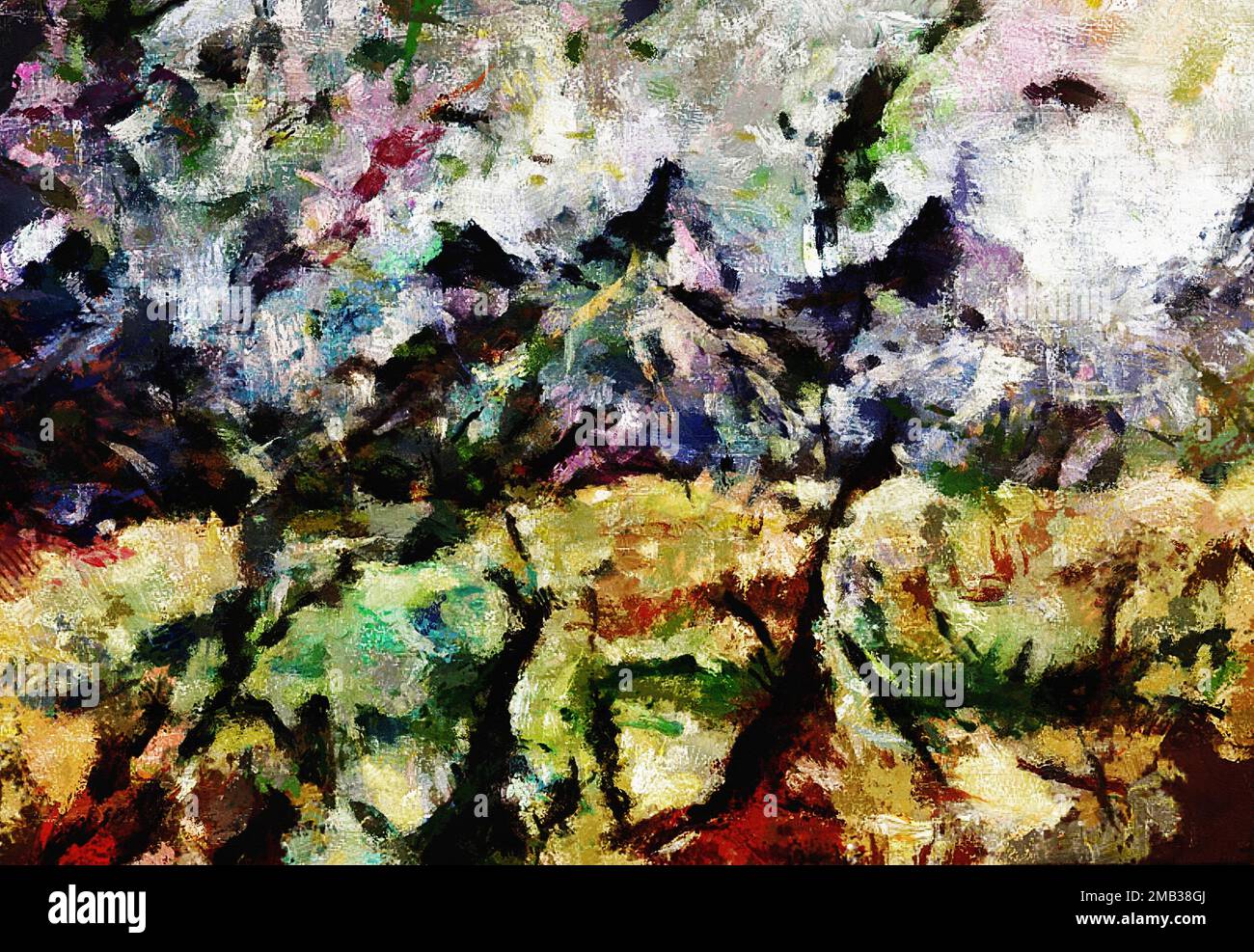 Abstract raster grunge background with blurred wavy smears of paint ...