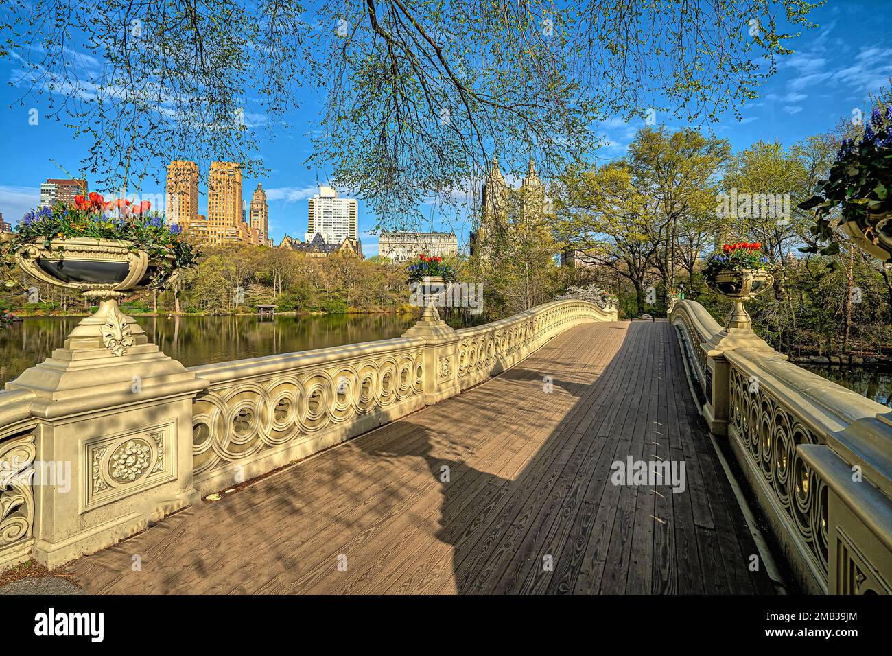 Bow bridge, Central Park, New York City in early spring, morning Stock ...