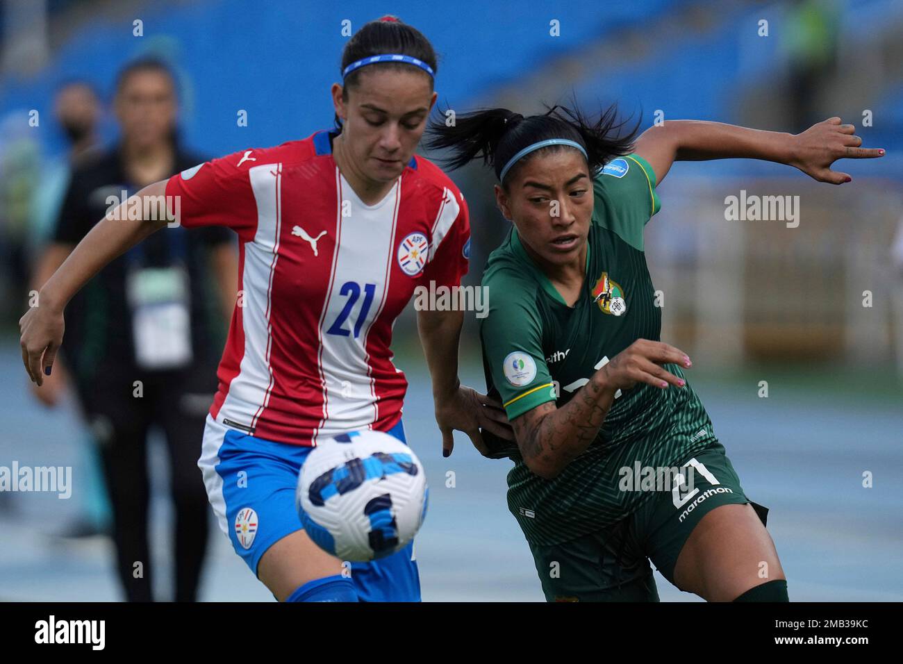 Paraguay's Maria Martinez, left, and Bolivia's Marilin Rojas fight for ...