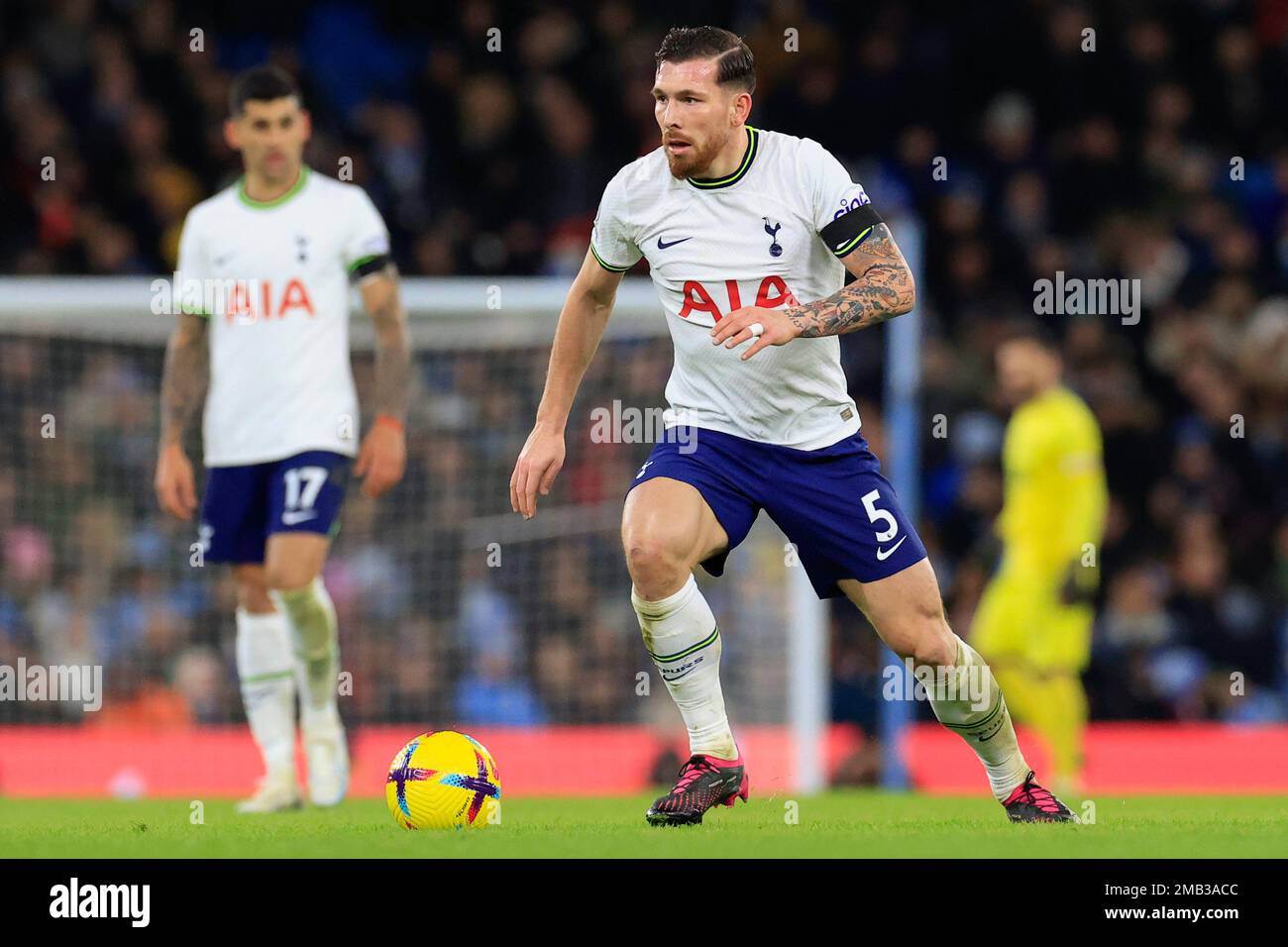 Pierre-Emile Hojbjerg #5 of Tottenham Hotspur in action during the ...