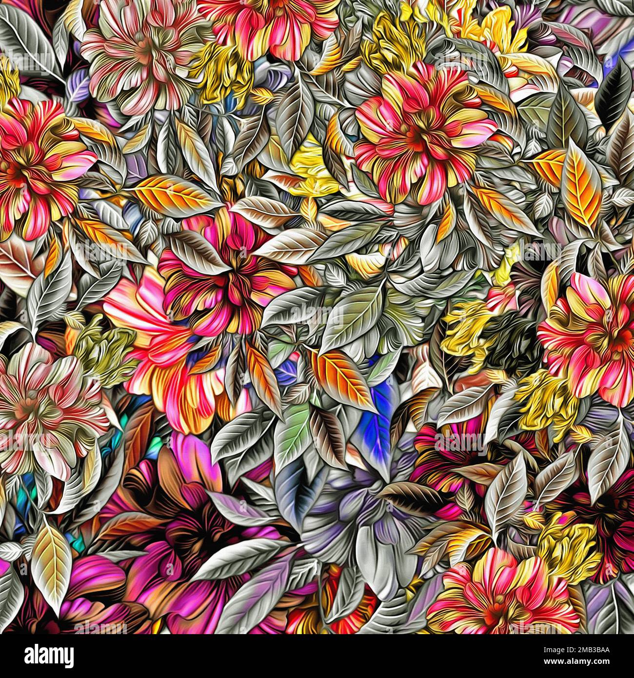 Computer graphics of abstract floral psychedelic background stylization ...