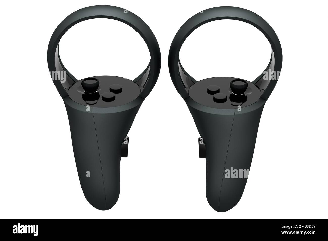 Virtual reality black controllers for online and cloud gaming on white ...