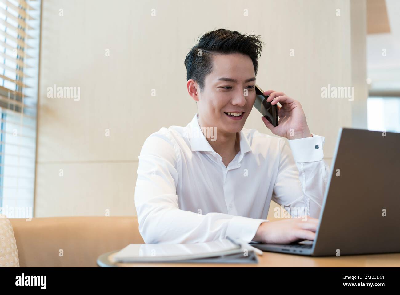 Young business men to use computer Stock Photo - Alamy