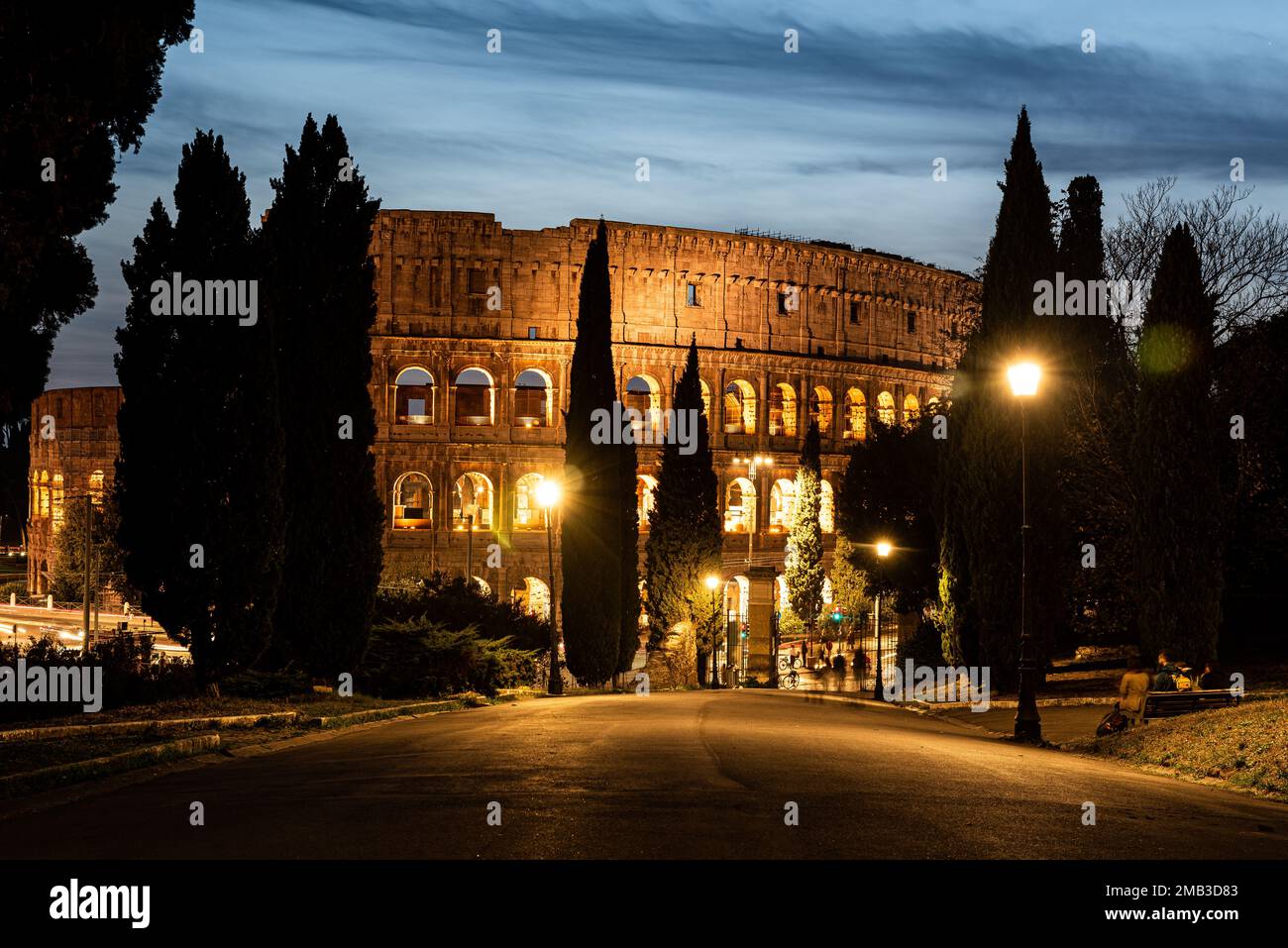 Long Exposure of the Colosseum at Night from Colle Oppio Park in Rome ...
