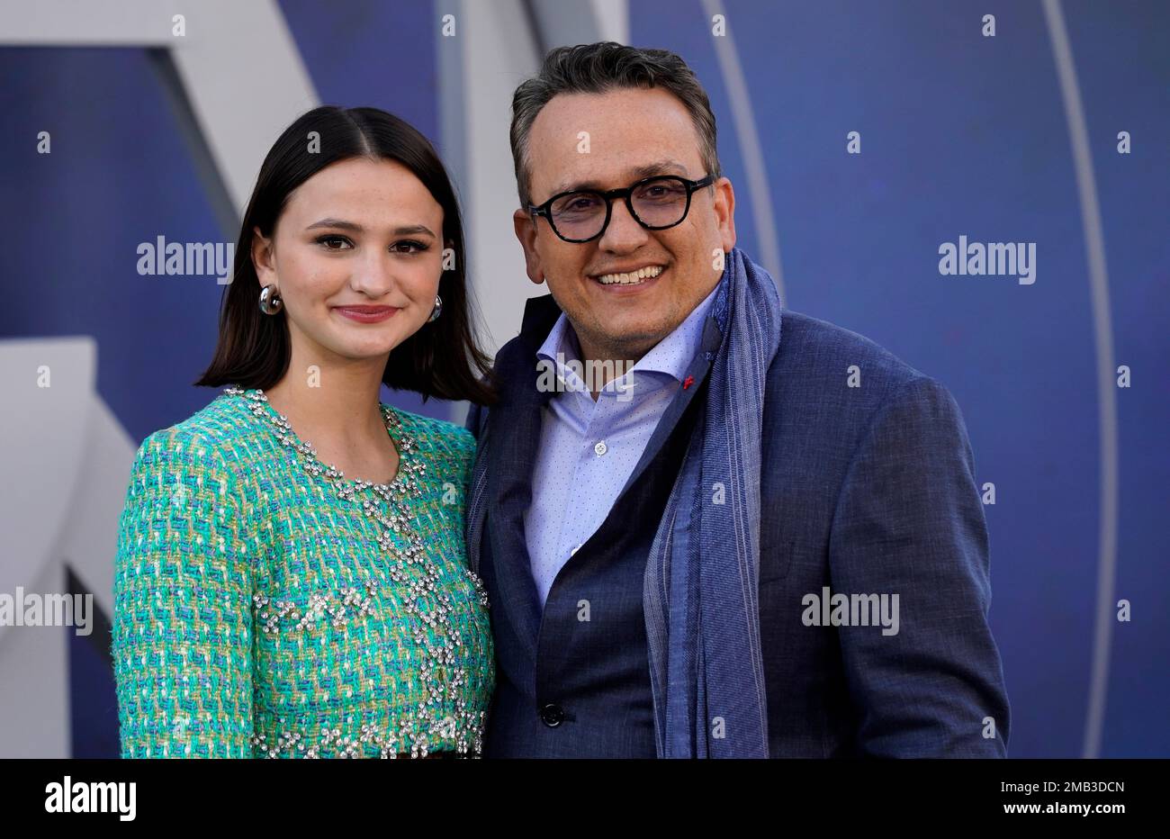 Joe Russo, co-director of "The Gray Man," poses with his daughter Ava ...