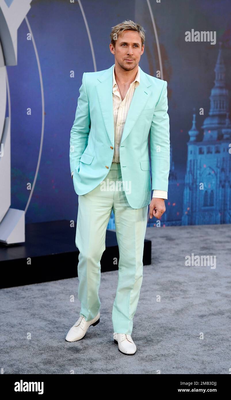 Ryan Gosling, a cast member in "The Gray Man," poses at the premiere of ...