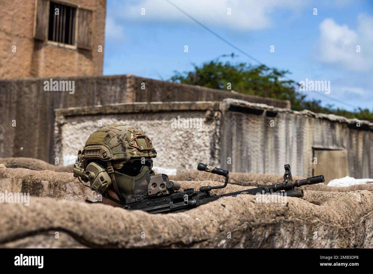 A U.S. Army Ranger with the 2nd Battalion, 75th Ranger Regiment, peeks ...