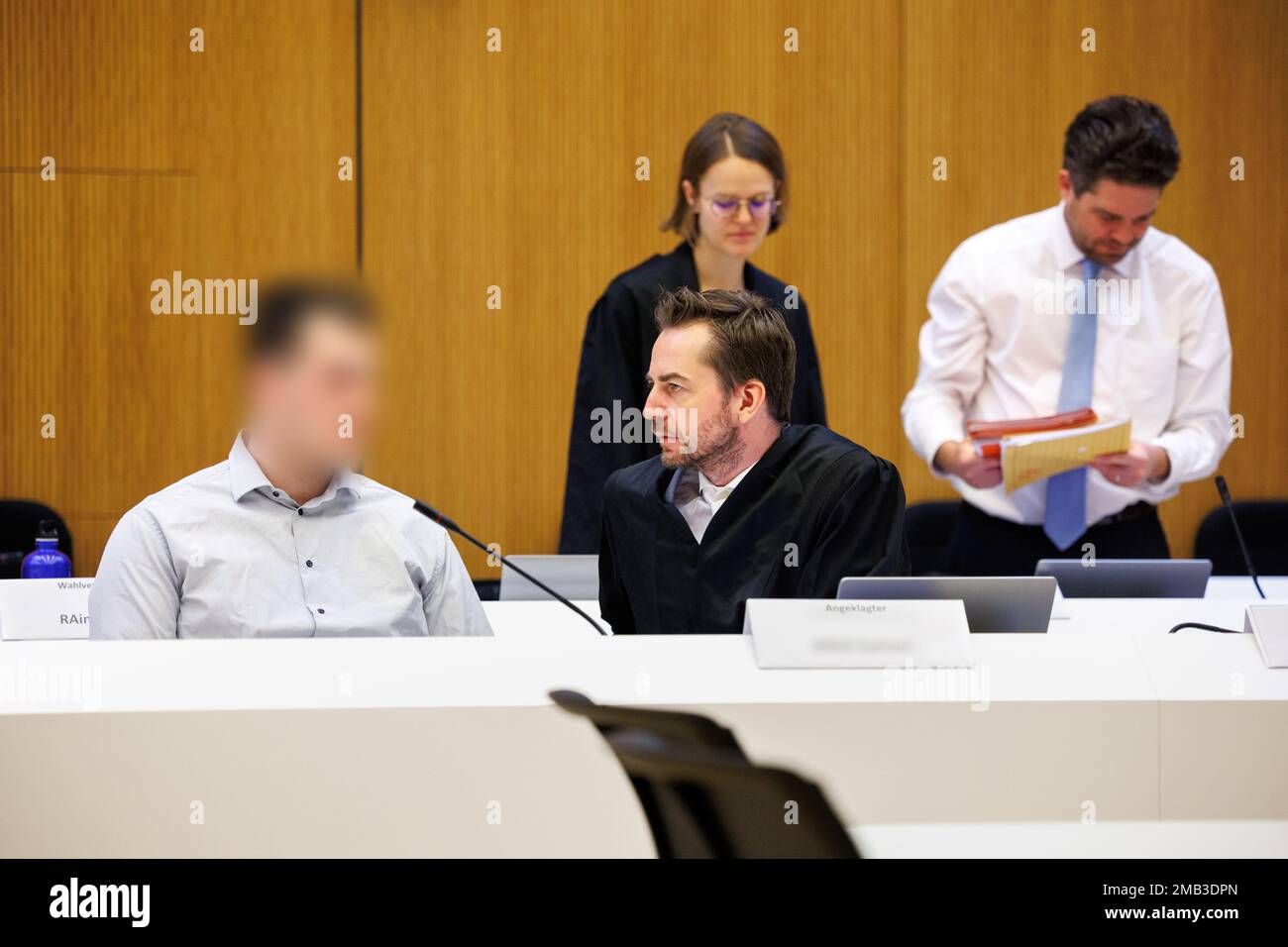20 January 2023, Bavaria, Munich: ATTENTION, pixelate name tag! One of ...