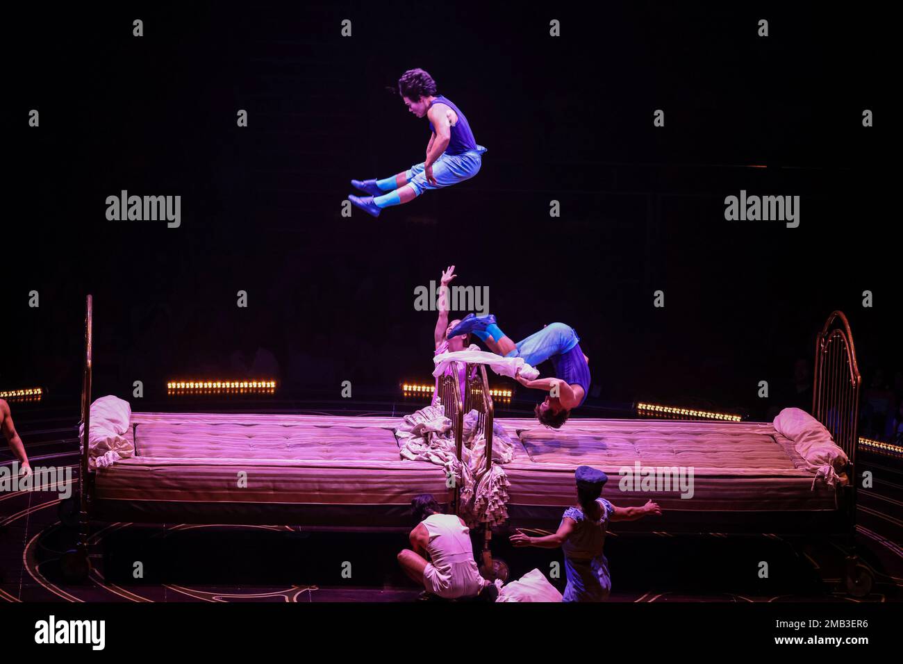 Artists perform 'Trampo Beds' during the Cirque du Soleil Corteo show ...