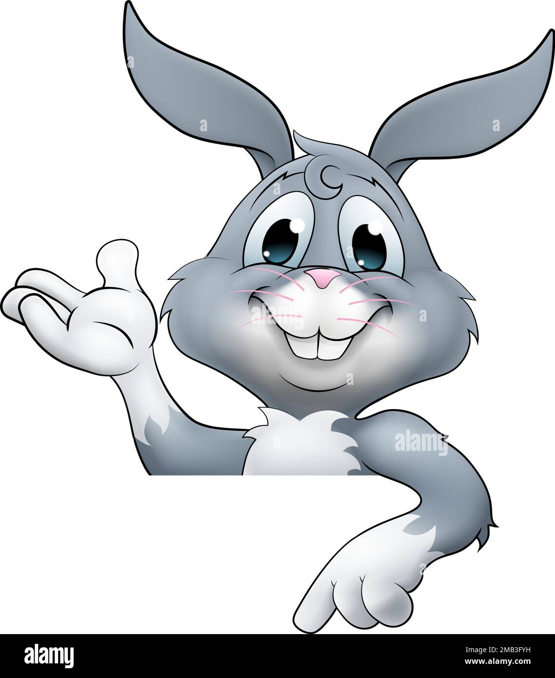 Easter Bunny Rabbit Cartoon Character Peeking Sign Stock Vector Image ...