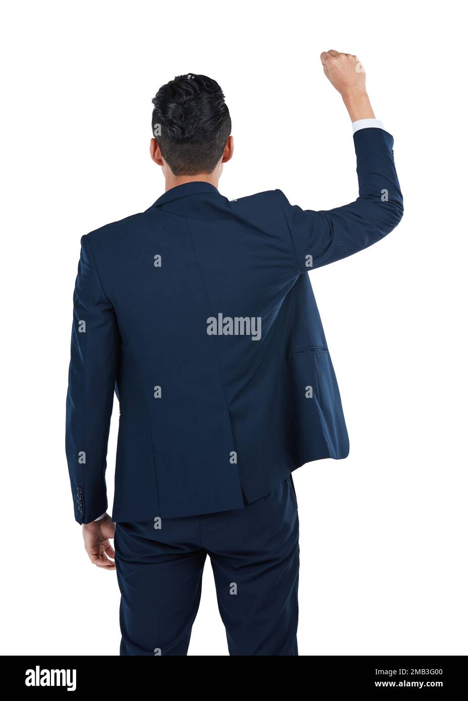 Man, hands up and fist in business empowerment, solidarity and ...