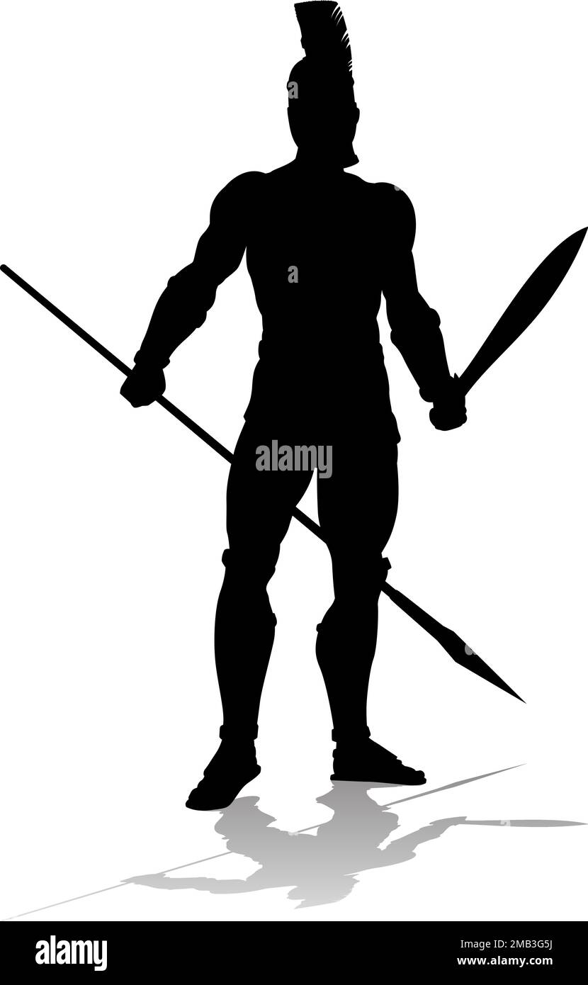 Spartan Silhouette Gladiator Trojan Greek Warrior Stock Vector Image ...