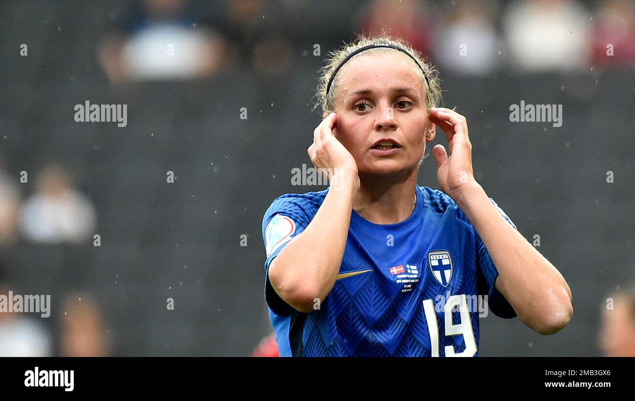 Denmark's Rikke Sevecke reacts during the Women Euro 2022 group B ...