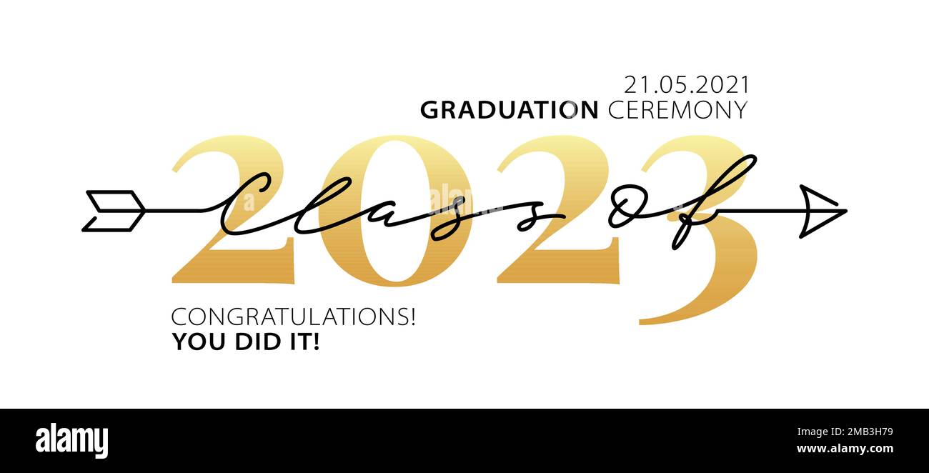 Graduation ceremony Class of 2023. Modern calligraphy. Lettering logo ...