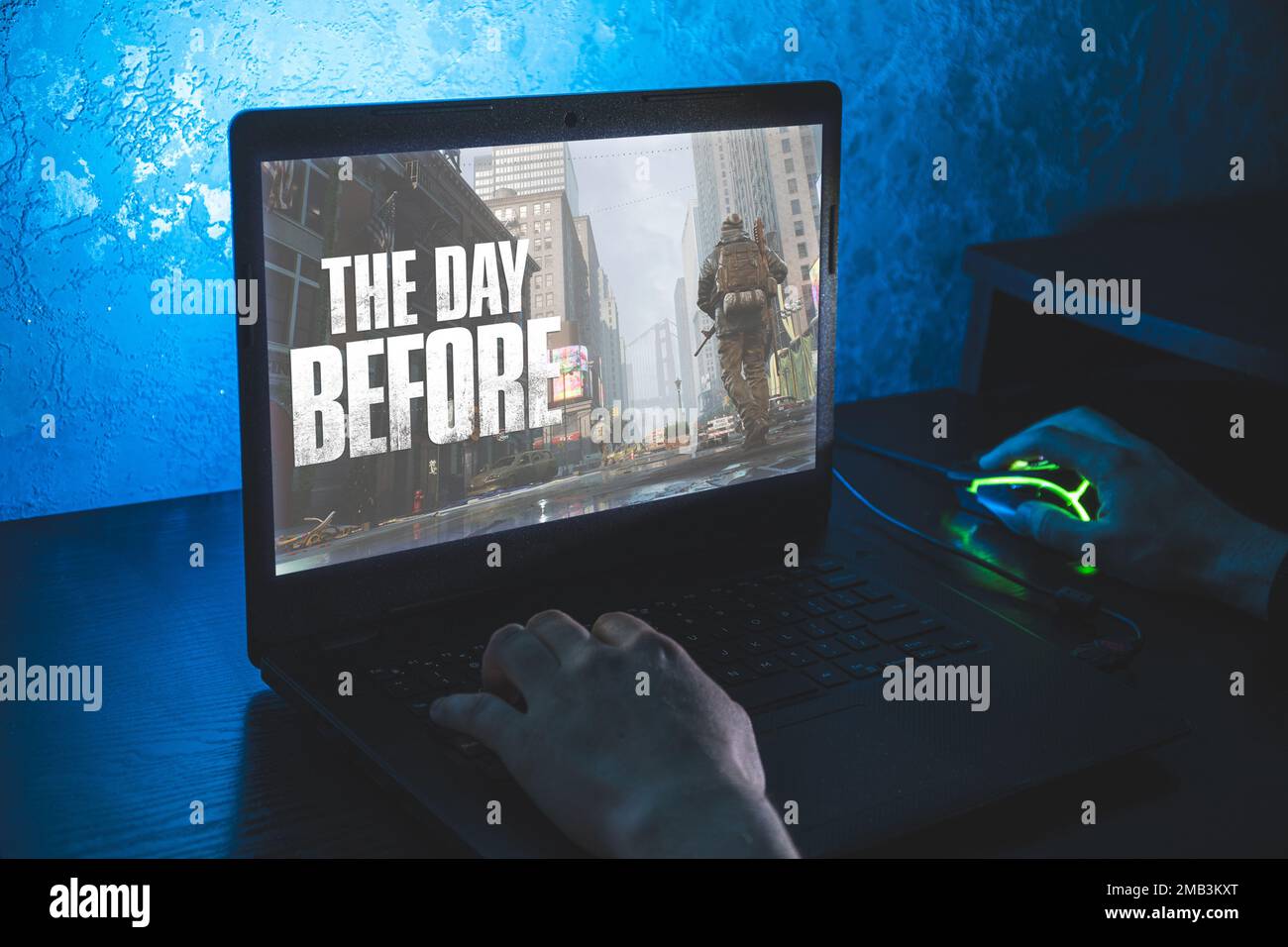 The Day Before new video game. Close up shoot of playing video game on ...