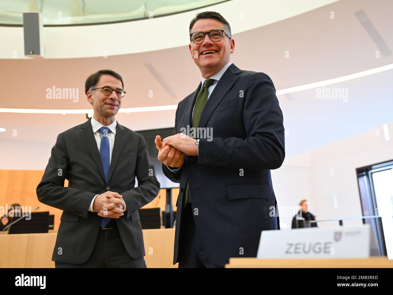 20 January 2023, Hessen, Wiesbaden: Prime Minister Boris Rhein (CDU, r ...