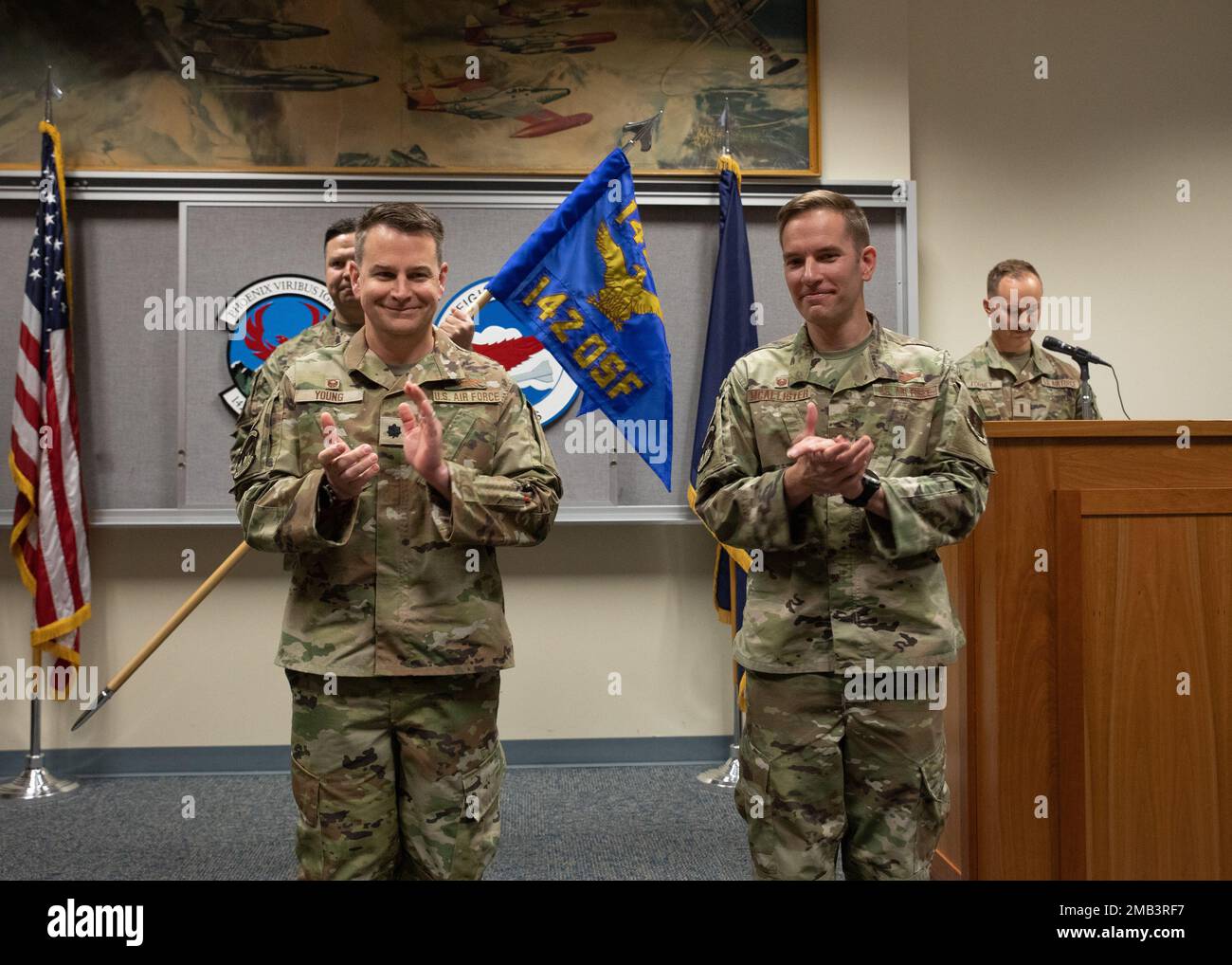 The 142nd Operations Support Squadron held a change of command ceremony at Portland Air National ...