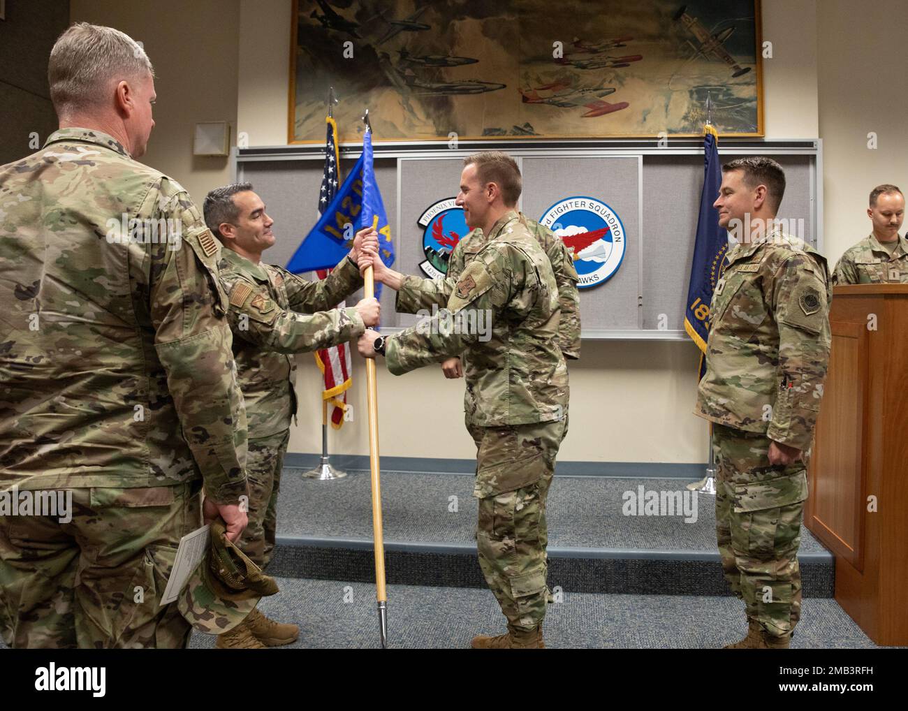 The 142nd Operations Support Squadron held a change of command ceremony at Portland Air National ...