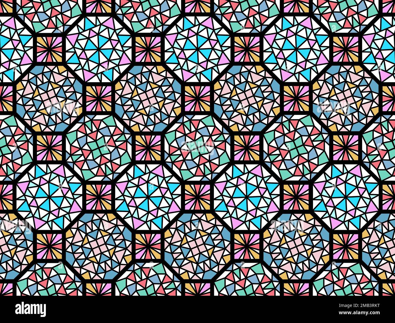 Vector illustration of stained-glass window ornamental eastern colorful arabic pattern ...