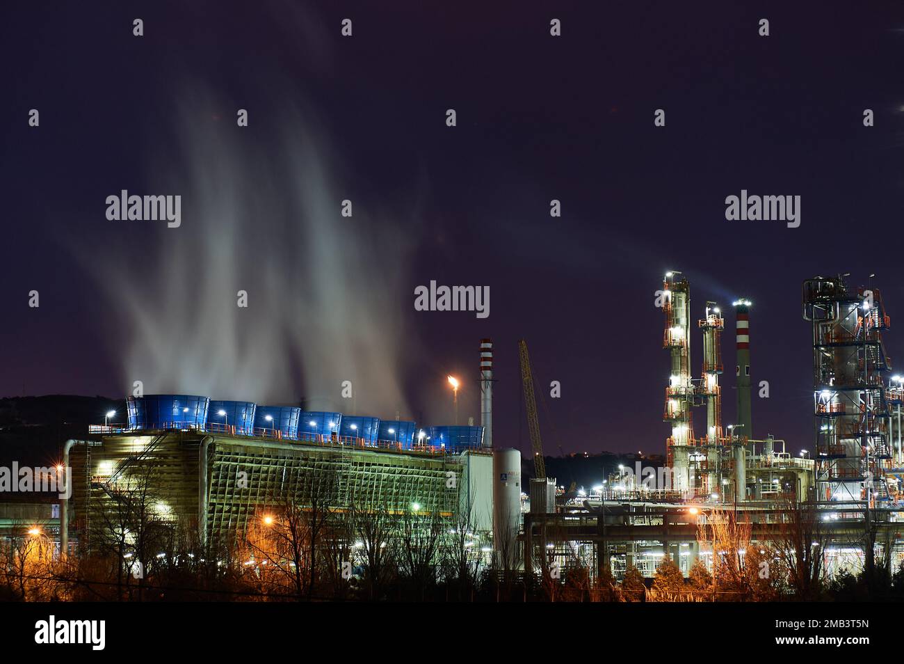 Cooling towers and chimneys of the refinery in the municipality ...