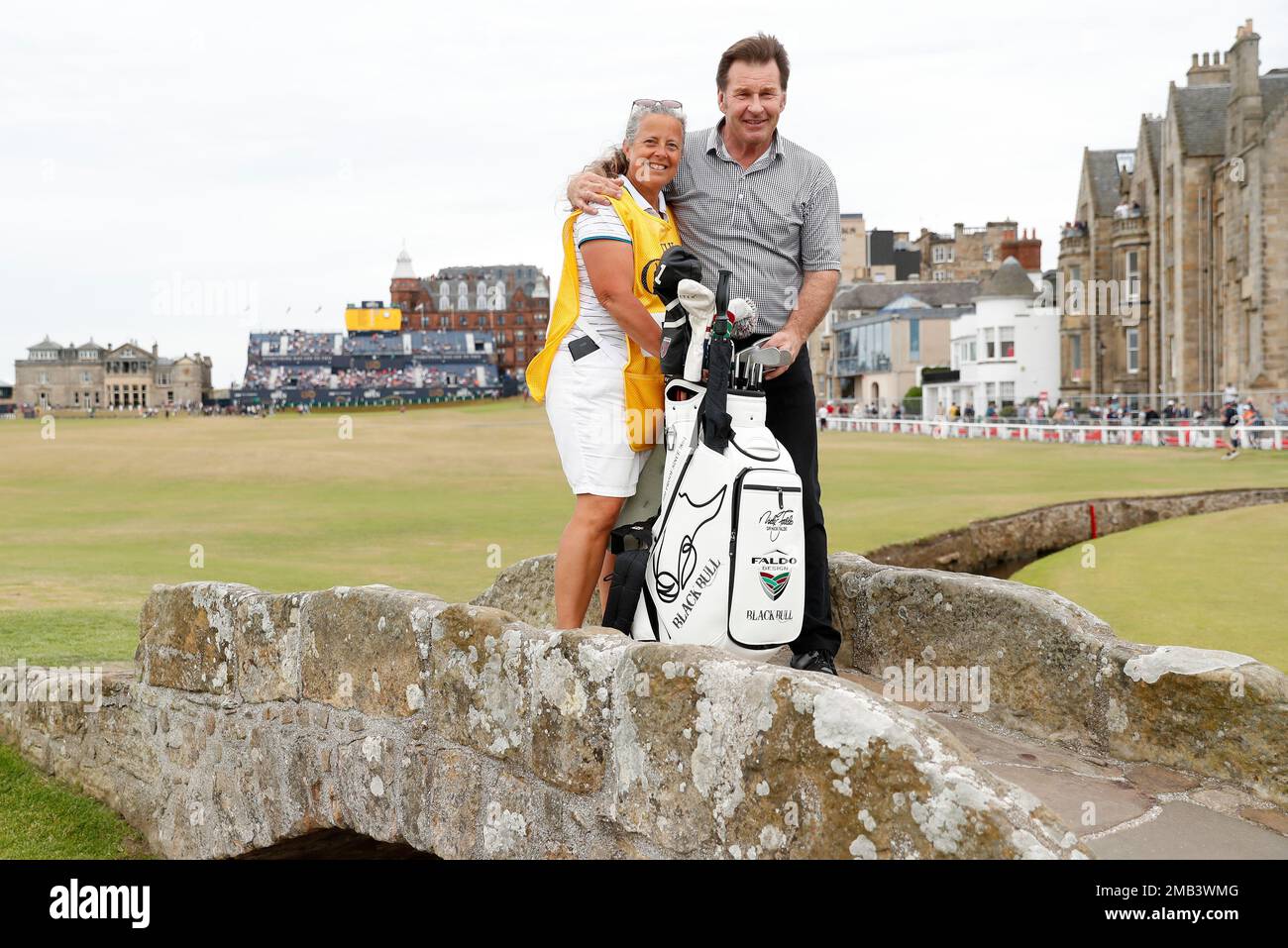 England's Nick Faldo and his former caddie Fanny Sunneson poses for a ...