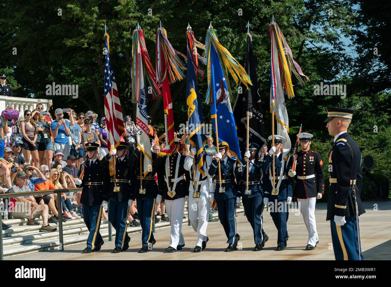 Honor guards from all branches of the military service of the United ...