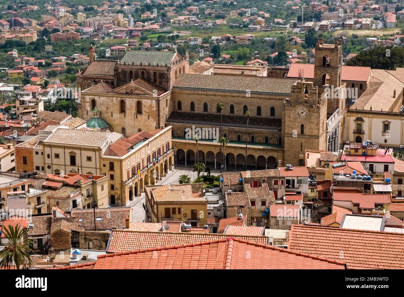 Aerial view of Monreale Cathedral, the Cattedrale di Santa Maria Nuova ...