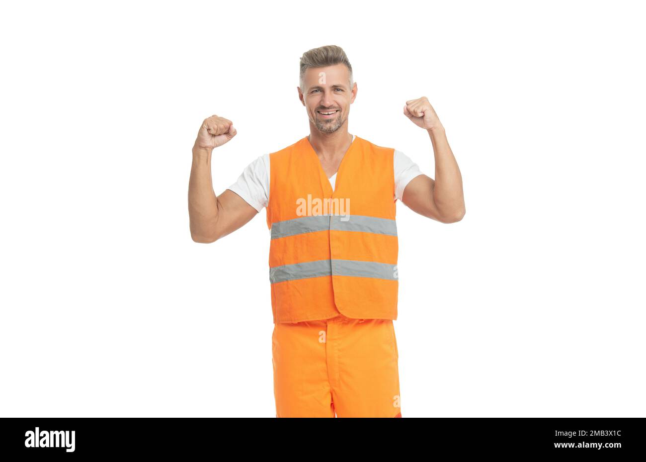 glad man builder in studio. man builder on background. photo of man ...