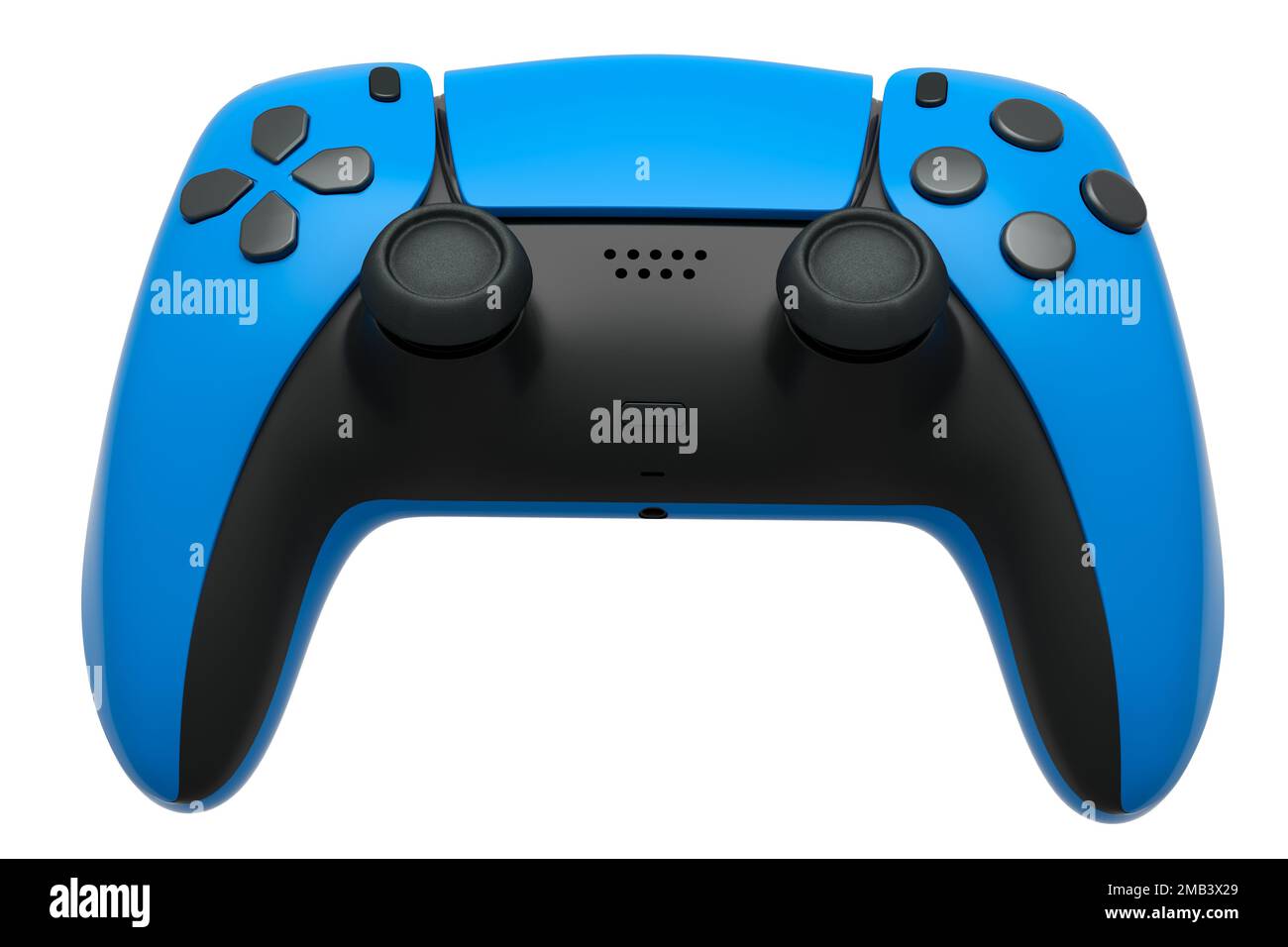Realistic blue video game joystick on white background Stock Photo - Alamy