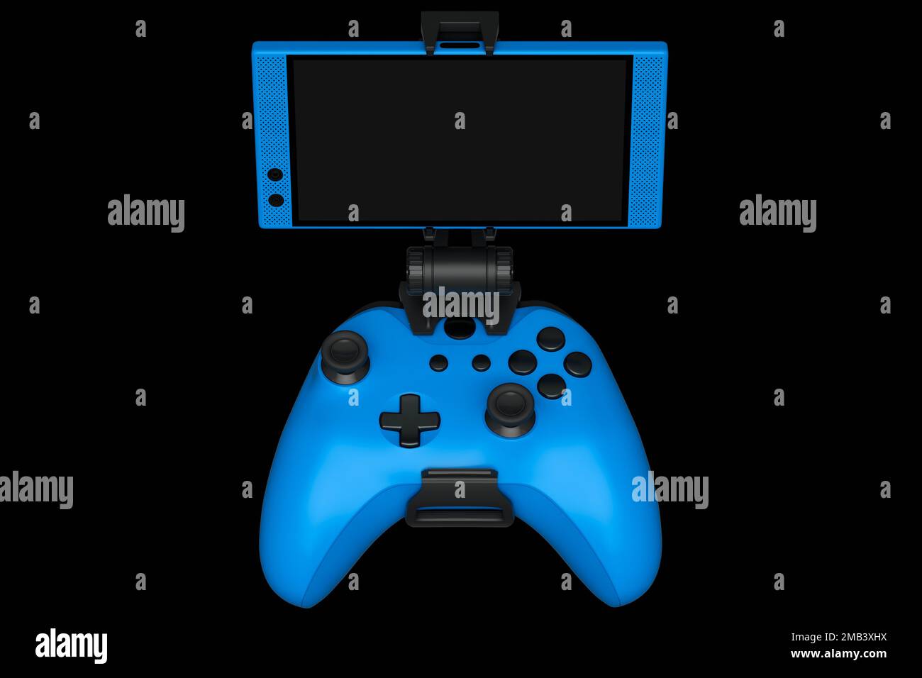 Realistic blue joystick for playing games on a mobile phone on black ...