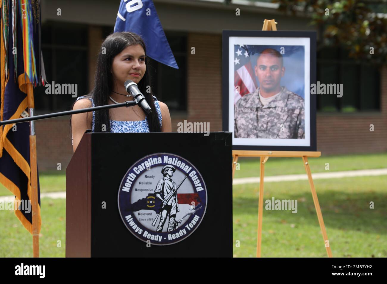 Kylie Baldeosingh, daughter of U.S. Army Sgt. Juan Baldeosingh, speaks ...