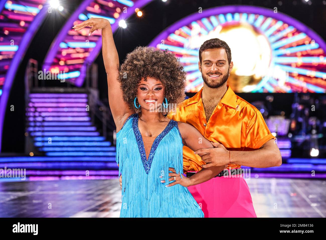 Birmingham, UK. 19th Jan, 2023. Fleur East and Vito Coppola seen taking ...