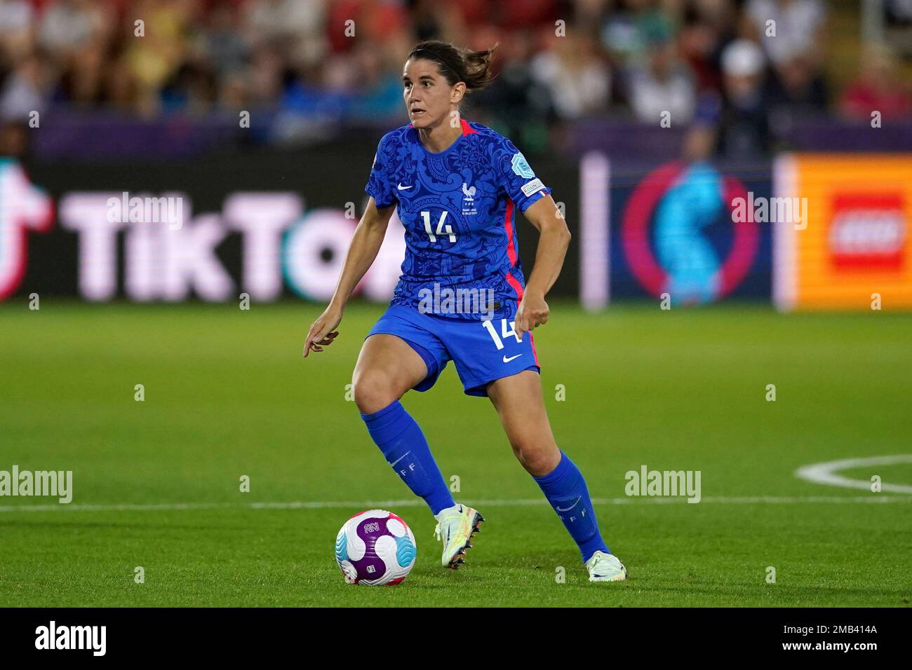 France's Charlotte Bilbault runs with the ball during the Women Euro ...