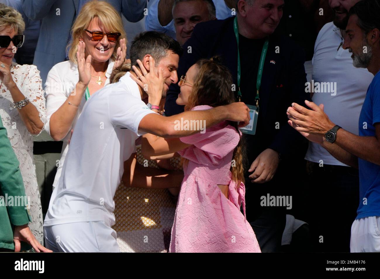 Serbia's Novak Djokovic kisses his wife Jelena after beating Australia ...