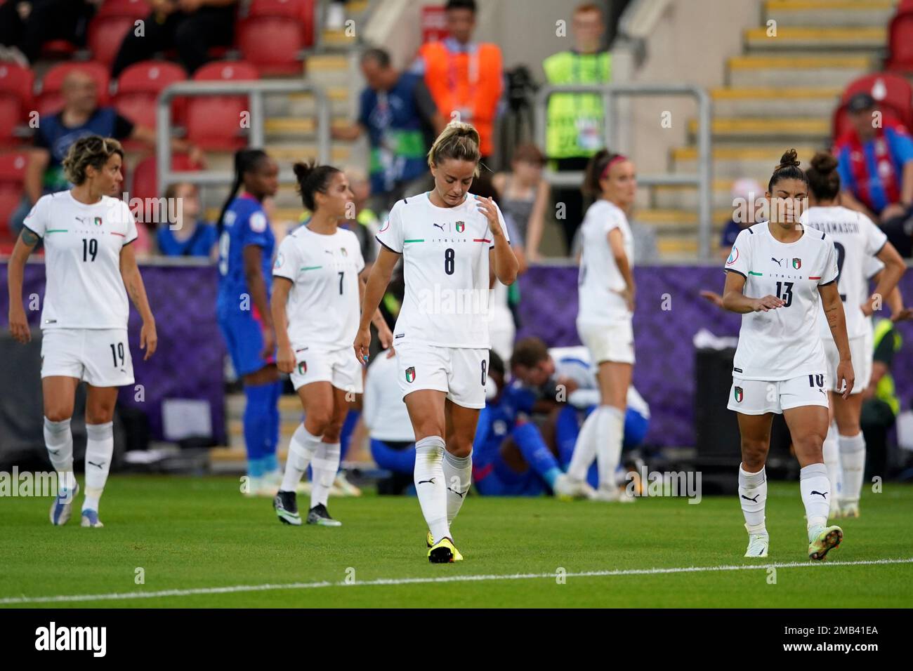 Italy's Martina Rosucci, center, and her teammates react during the ...