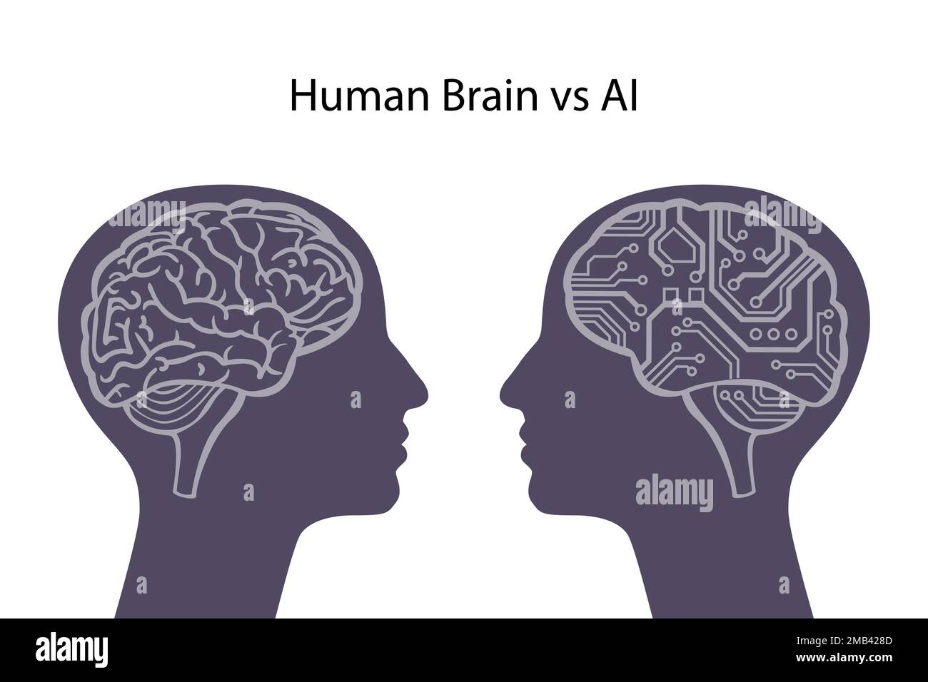 Human brain vs artificial intelligence. Two human heads Stock Vector ...