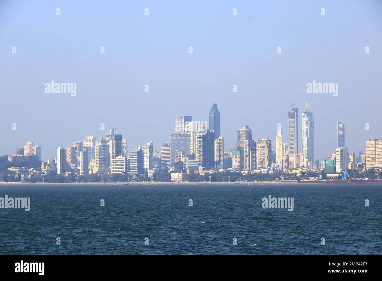Mumbai skyline view from Marine Drive in Mumbai in India Stock Photo ...