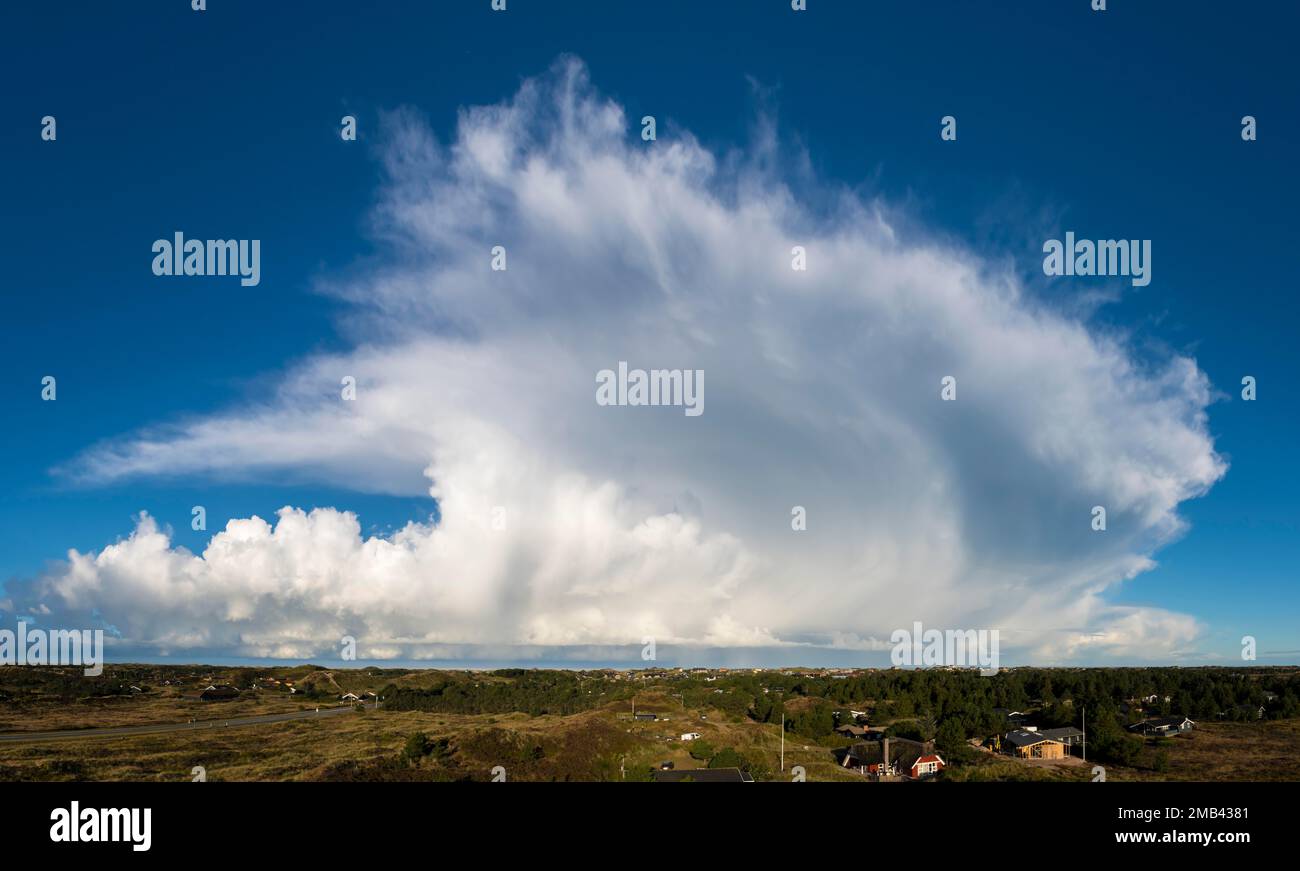 Storm cloud (Cumulonimbus) over coastal Frienort in Denmark, Henne ...