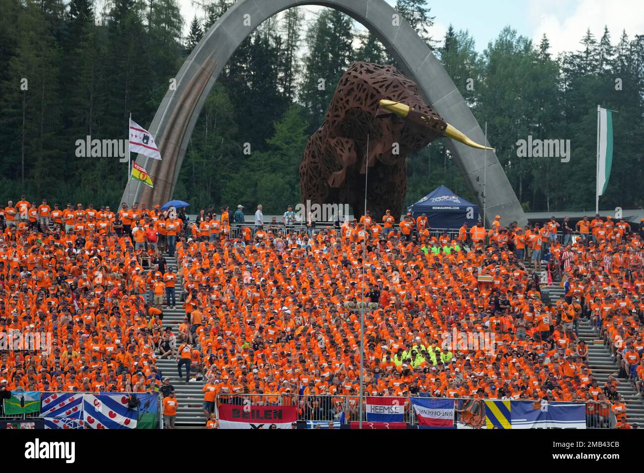 Fans cheer on Red Bull driver Max Verstappen, of the Netherlands ...