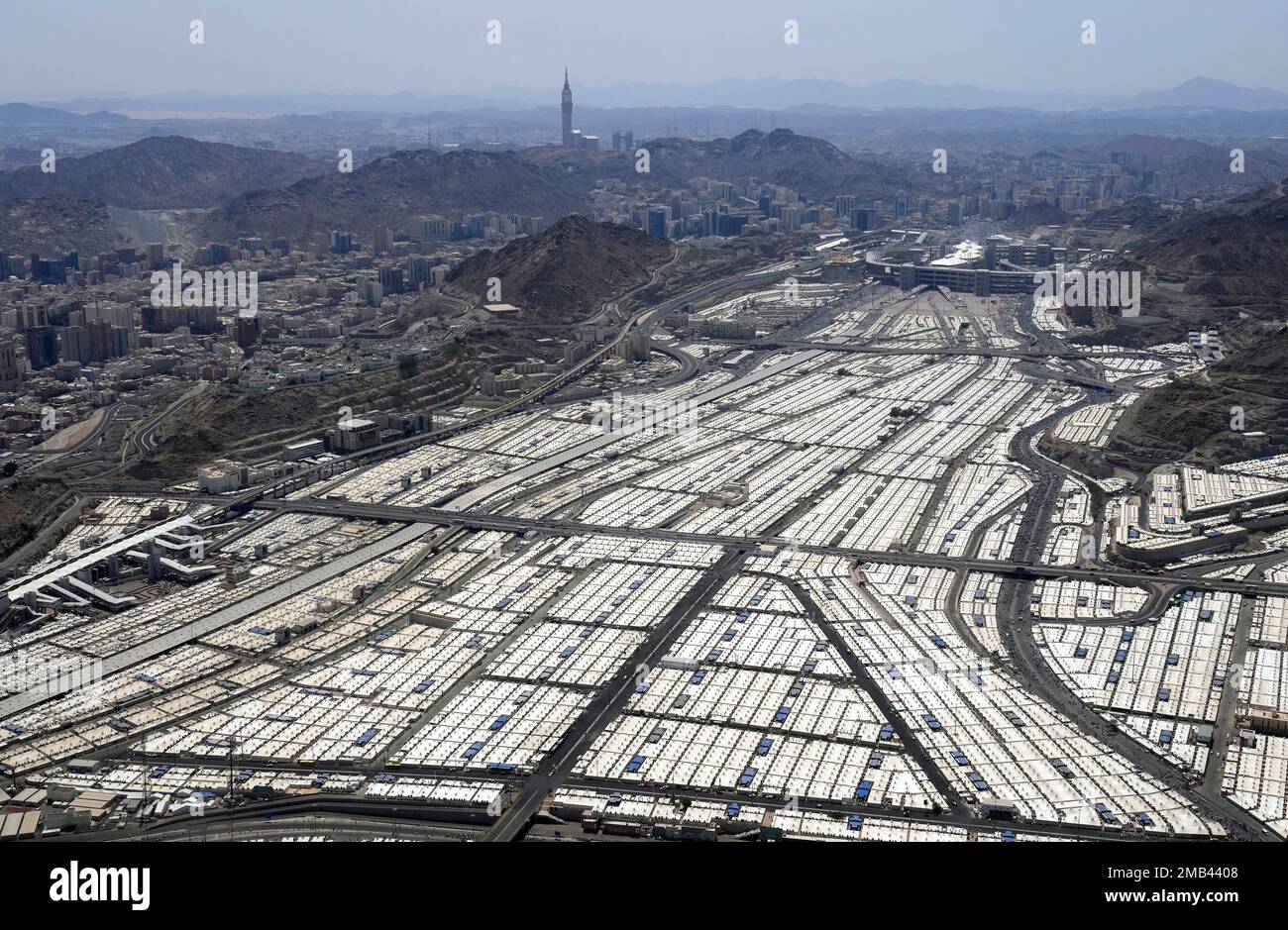 Tents for Muslim pilgrims fill the Mina tent camp during the hajj, in ...