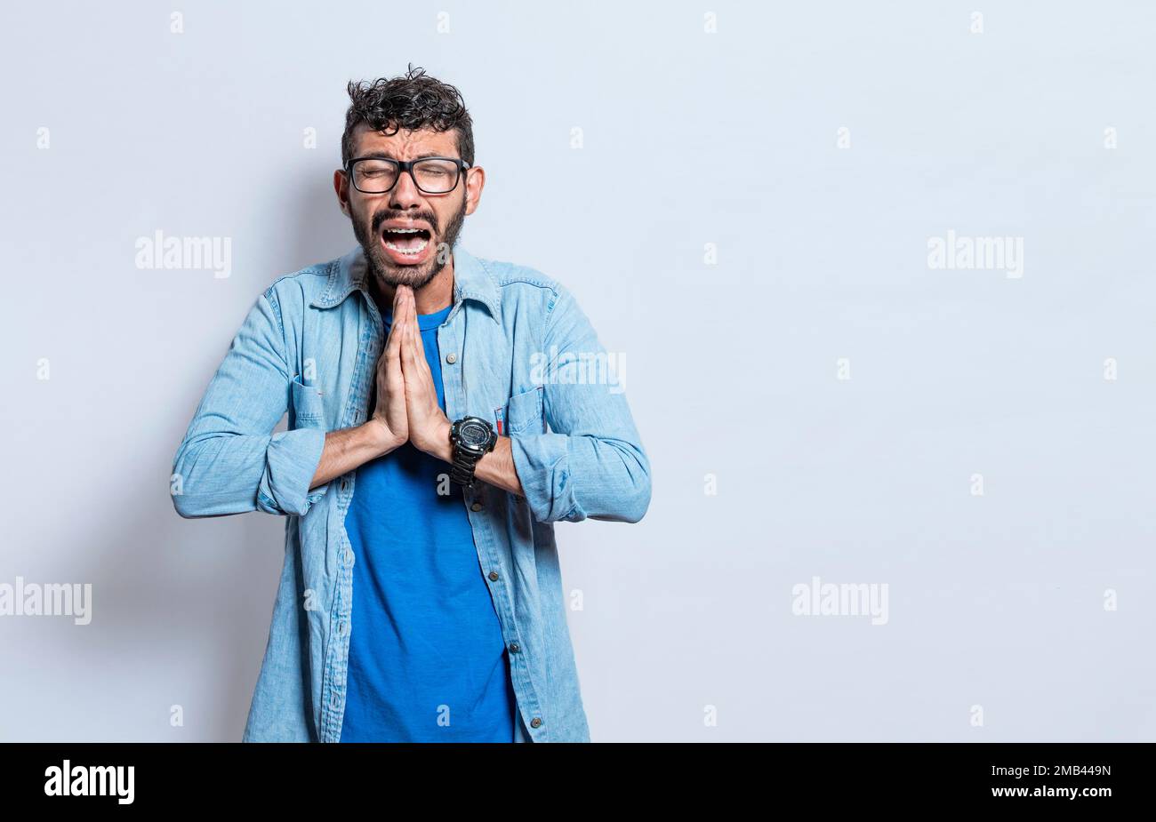 Man worried asking please, People putting hands together asking please ...