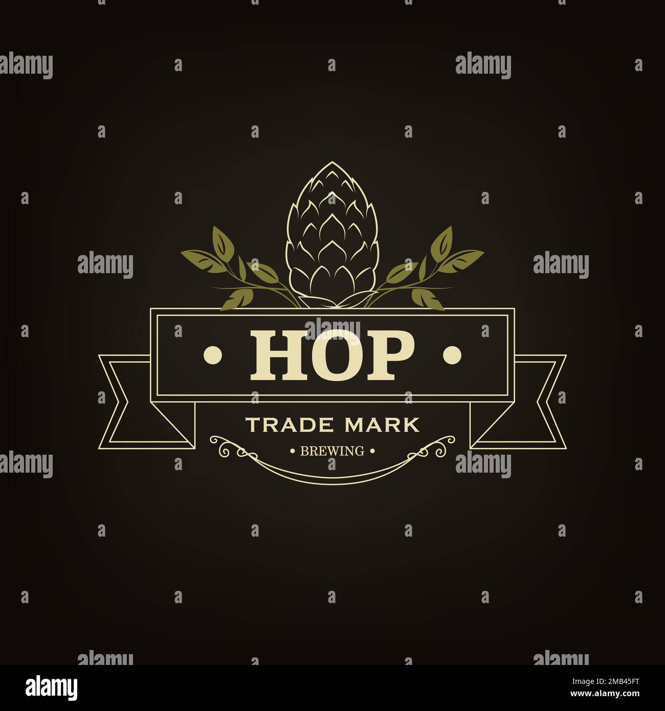 Vector Typography Design with Green Hand Drawn Cartoon Hop and Leaves ...