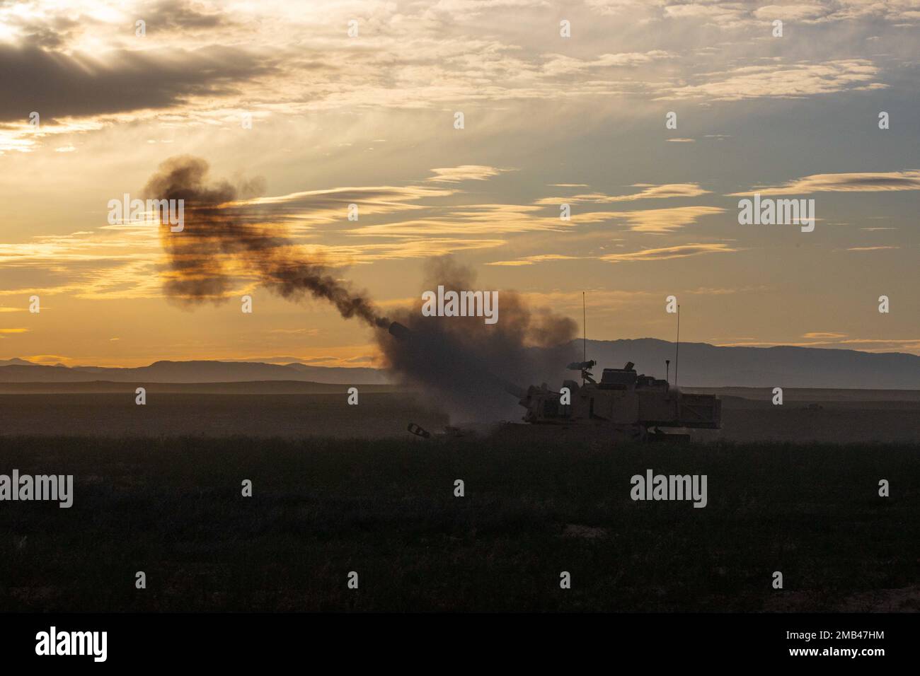 An M109 Paladin from Charlie Battery, 1st Battalion, 145th Field Artillery, Utah National Guard ...