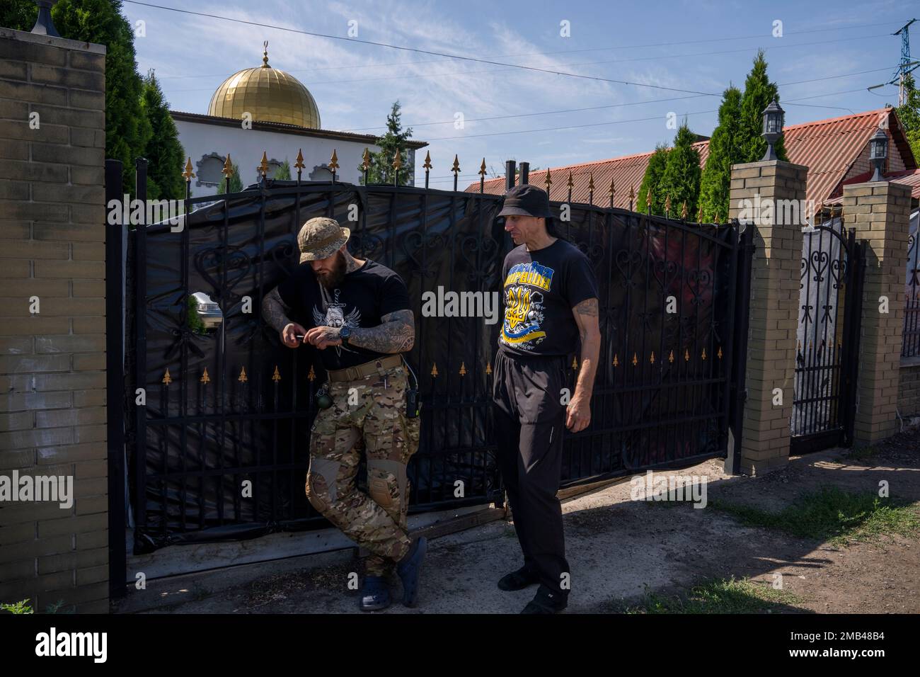 Ukrainian Muslim soldiers leave after prayers on the first day of Eid ...