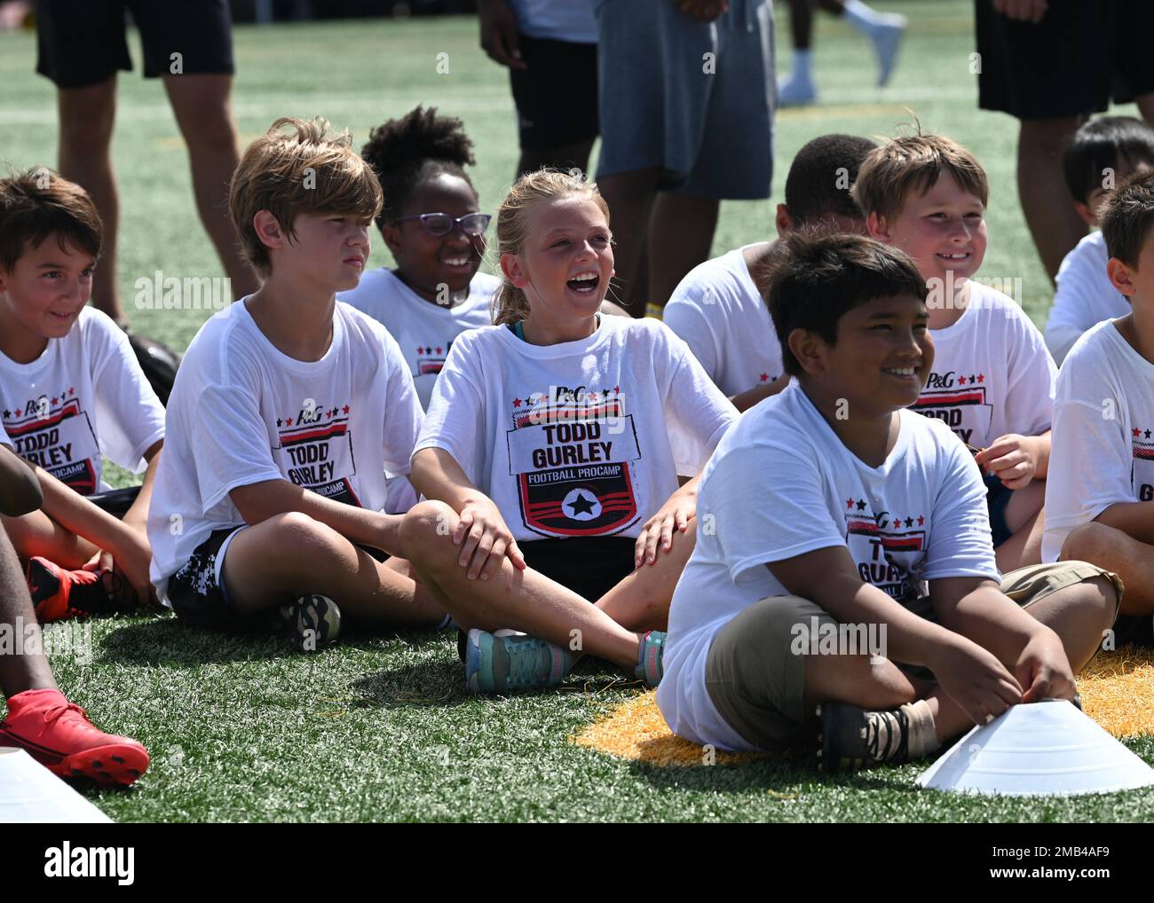 Children laugh during a Football ProCamp on Andersen Air Force Base ...