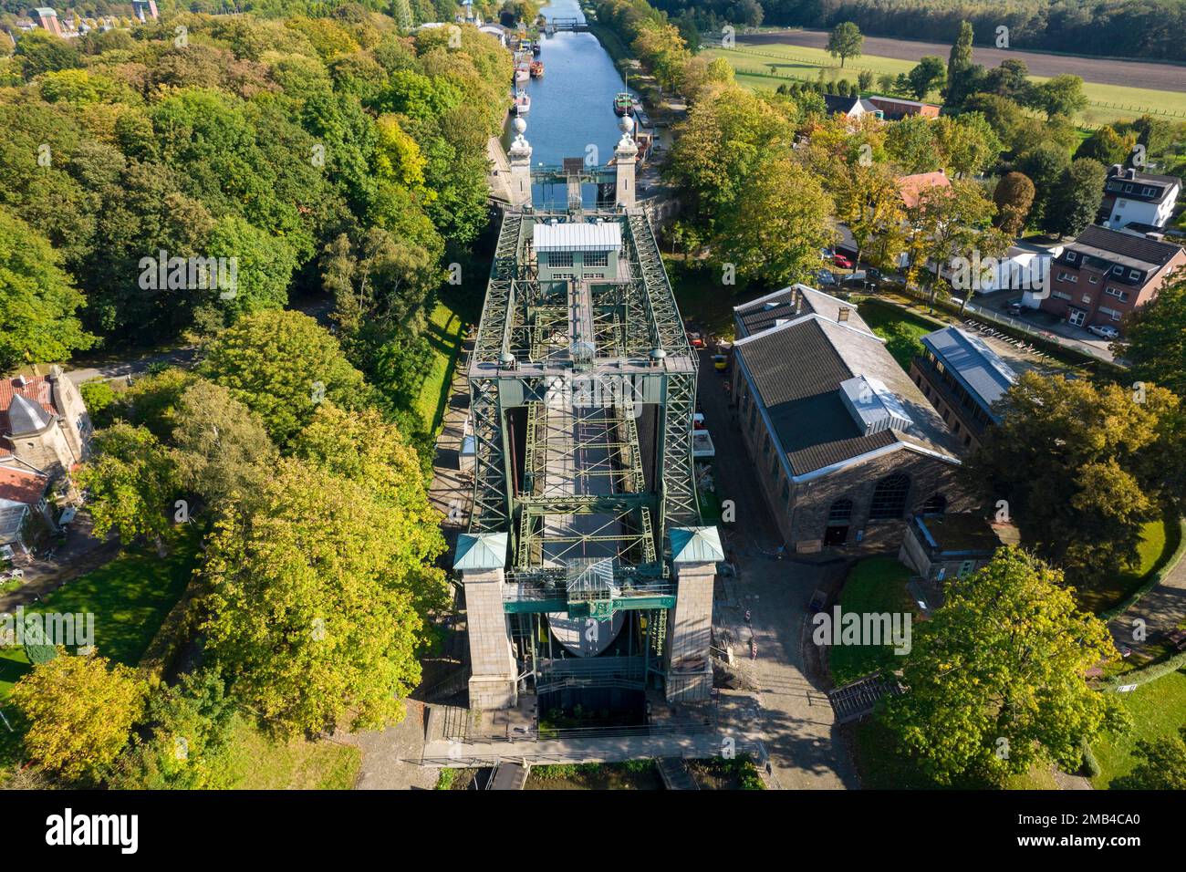 Aerial view Henrichenburg, Rhine-Herne Canal, Castrop-Rauxel, Ruhr area ...
