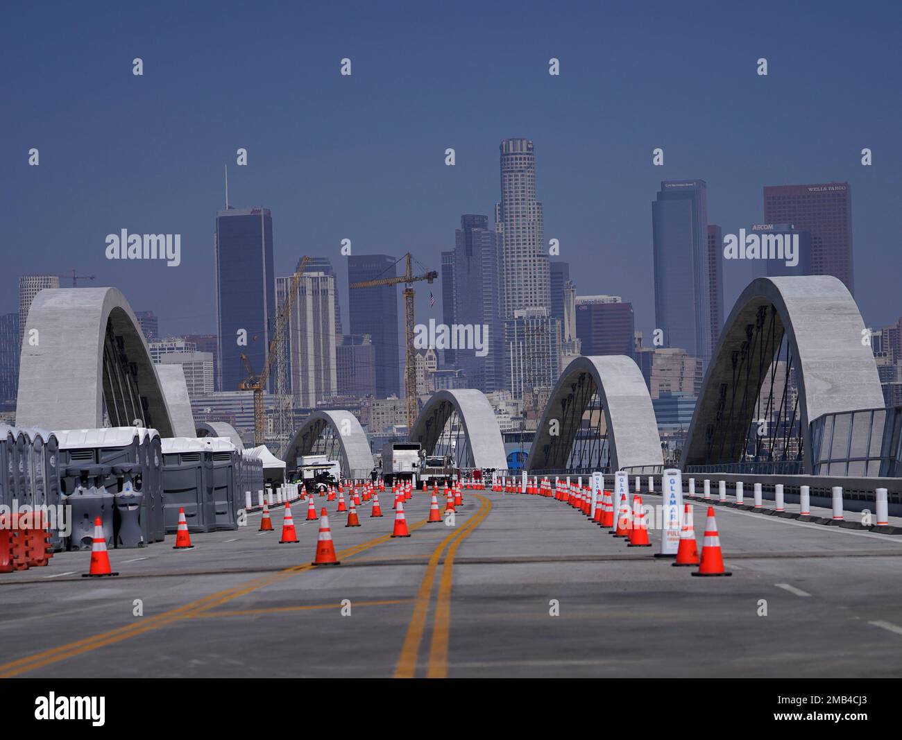 The Sixth Street Viaduct, also known as the Sixth Street Bridge, a ...