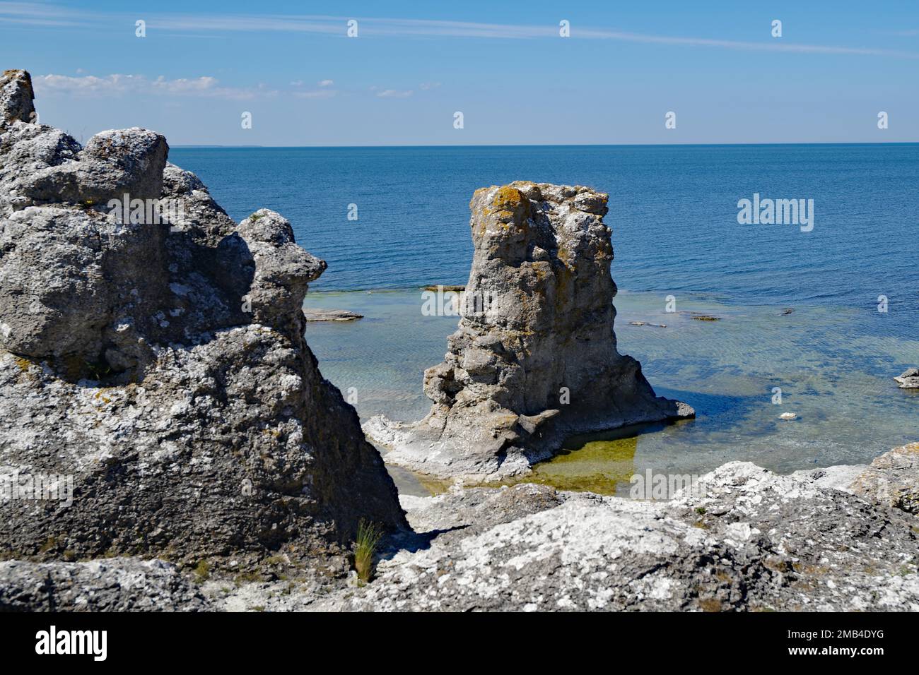 Raukar rocks by the sea, calcareous sandstone, erosion processes ...