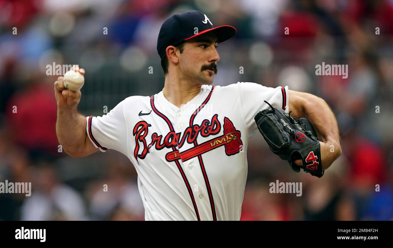 Atlanta Braves starting pitcher Spencer Strider (65) delivers against ...